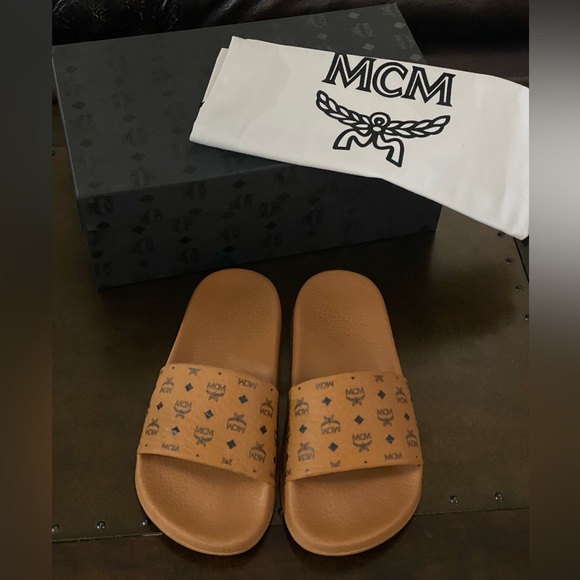 MCM | Shoes | Sold Mcm Monogram Logo Slides | Poshmark